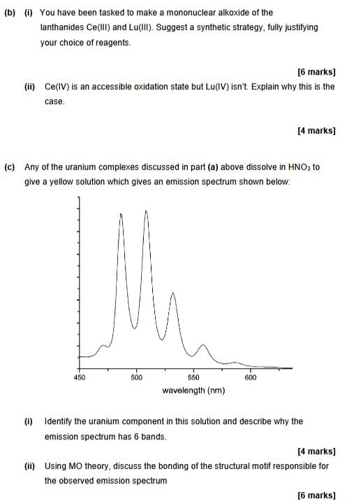 Solved (b) (i) ﻿You have been tasked to make a mononuclear | Chegg.com