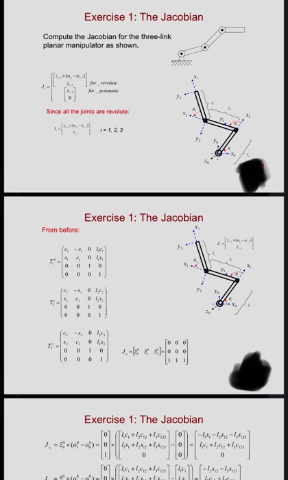 Exercise 2: Compute the Jacobian for the three- link | Chegg.com