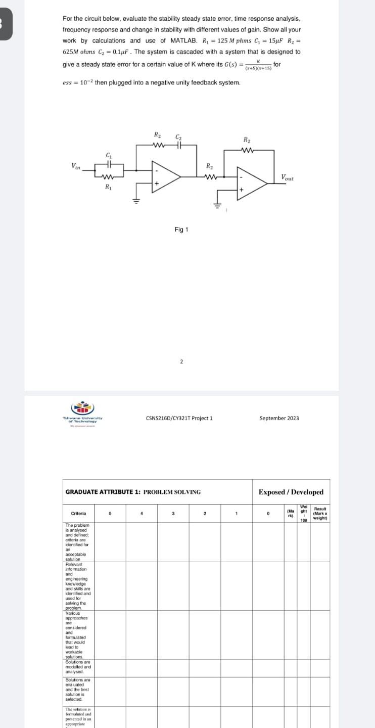Solved For the circuit below, evaluate the stability steady | Chegg.com