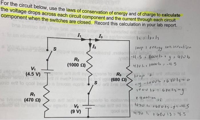 Solved For the circuit below, use the laws of conservation | Chegg.com
