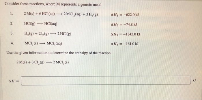 Solved Consider these reactions, where M represents a | Chegg.com