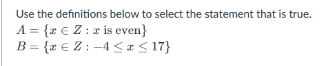 Solved Use the definitions below to select the statement | Chegg.com