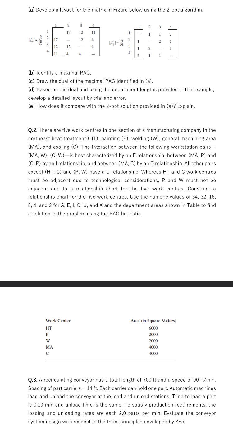 (a) ﻿Develop a layout for the matrix in Figure below | Chegg.com