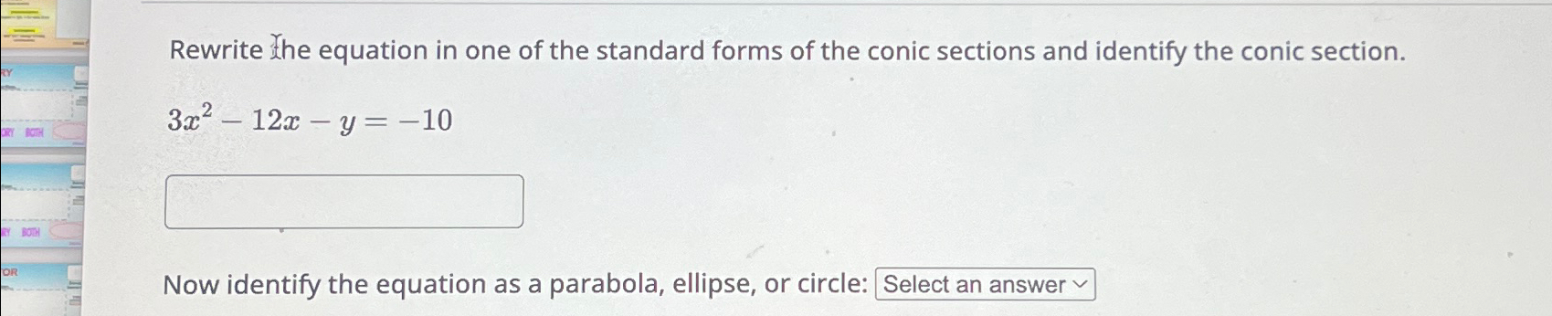 Solved Rewrite the equation in one of the standard forms of | Chegg.com