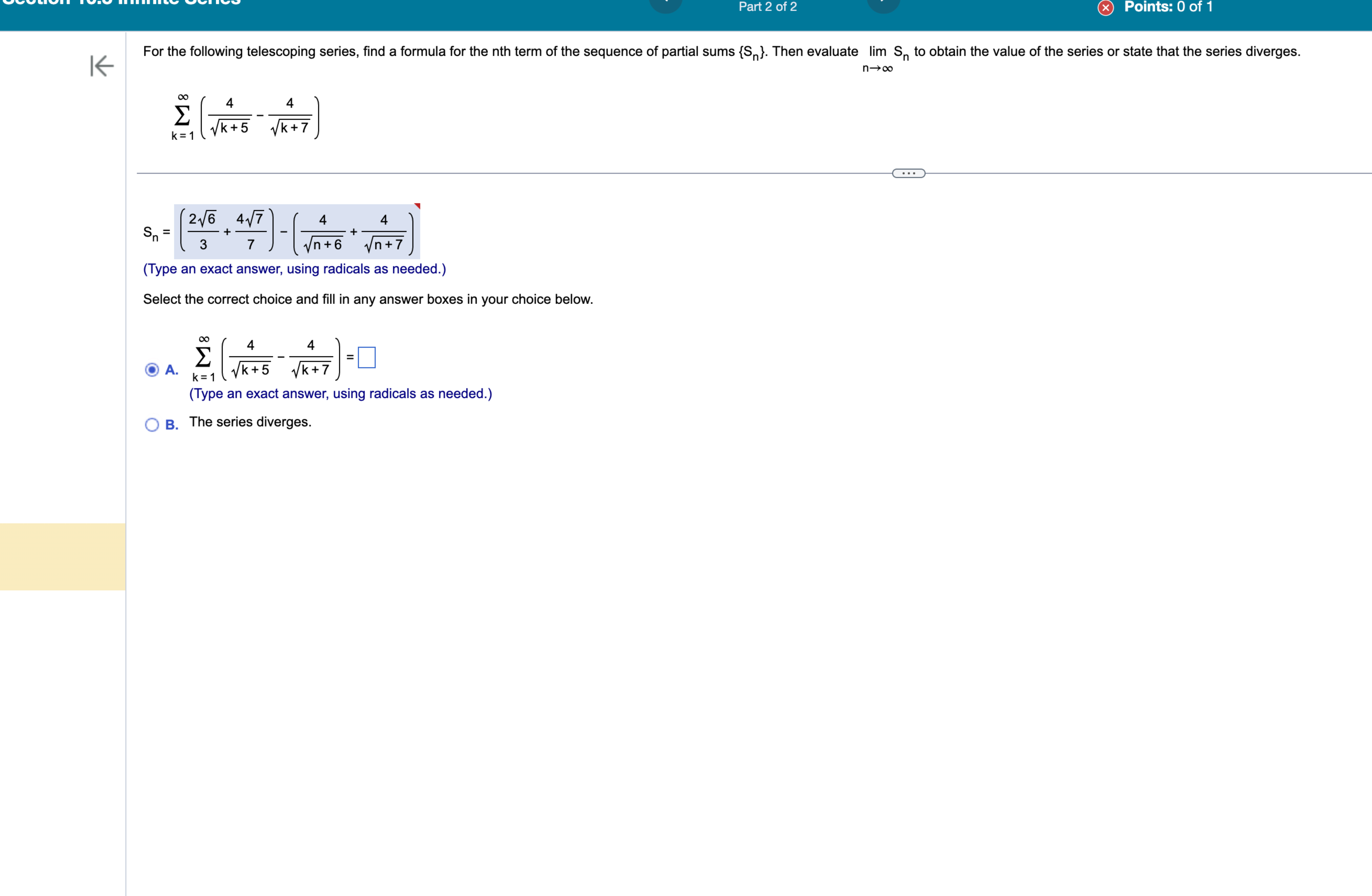Solved Part 2 ﻿of 2Points: 0 ﻿of | Chegg.com