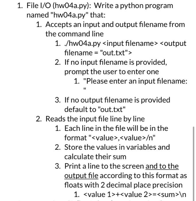 Solved e I/O (hw04a.py): Write a python program med | Chegg.com