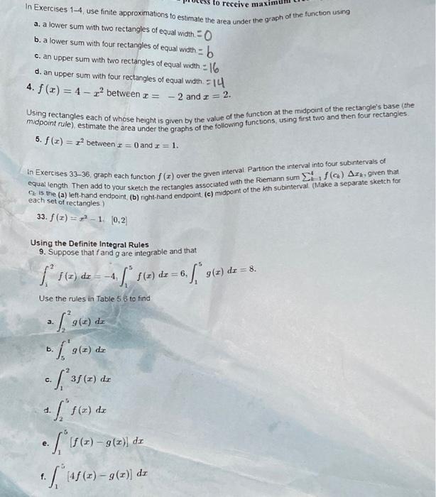 Solved to receive maxim In Exercises 1-4, use finite | Chegg.com
