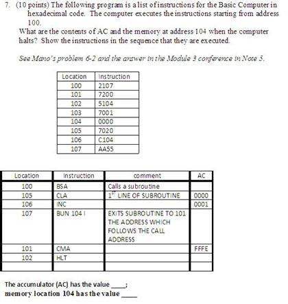 The following program is a list of instructions for | Chegg.com
