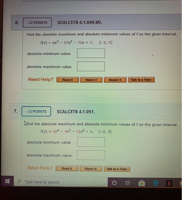 Solved 0/2 POINTS PREVIOUS ANSWERS SCALCET8 4.1.047. Find | Chegg.com