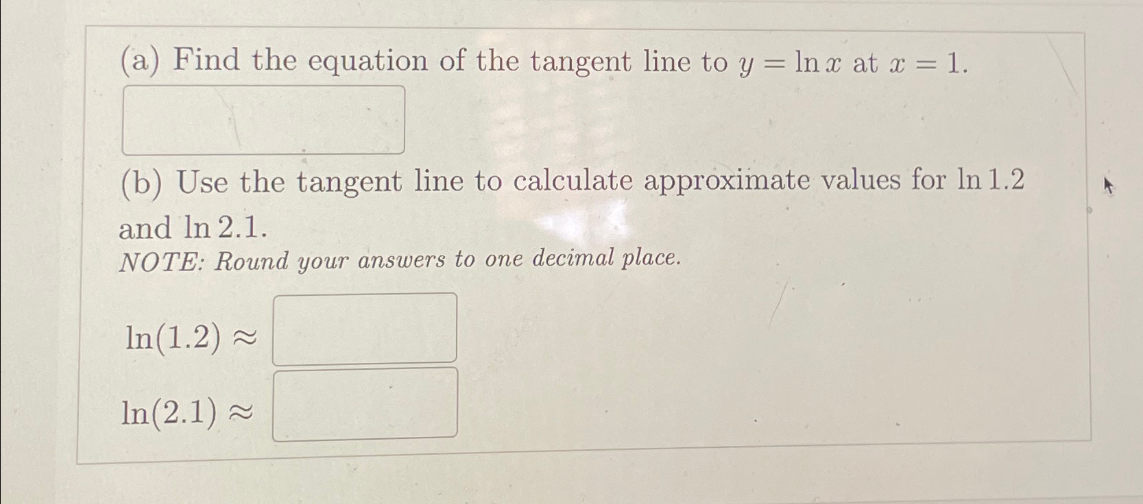 Solved (a) ﻿Find the equation of the tangent line to y=lnx | Chegg.com