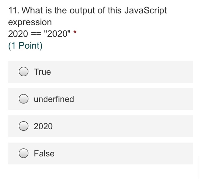 Solved 11. What is the output of this JavaScript expression | Chegg.com