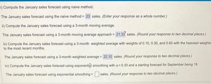 Solved Compute the January sales forecast using naive | Chegg.com