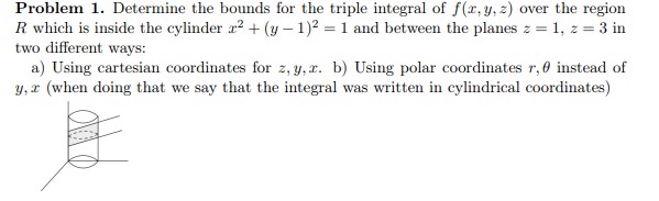 Solved Determine the bounds for the triple integral | Chegg.com