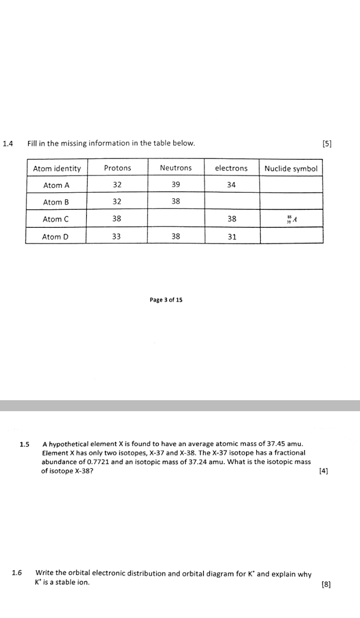 Solved 4 Fill in the missing information in the table below. | Chegg.com