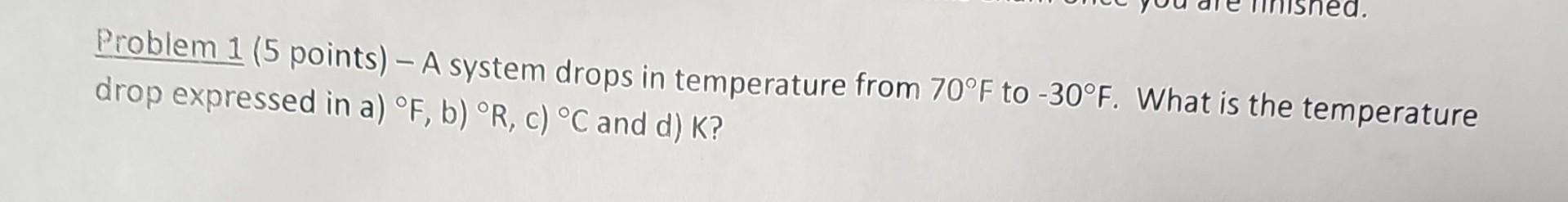 Solved Problem 1 (5 points) - A system drops in temperature | Chegg.com