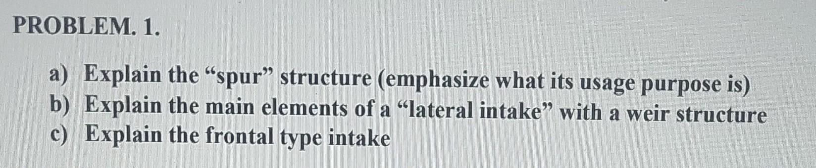 Solved PROBLEM. 1. a) Explain the "spur" structure | Chegg.com