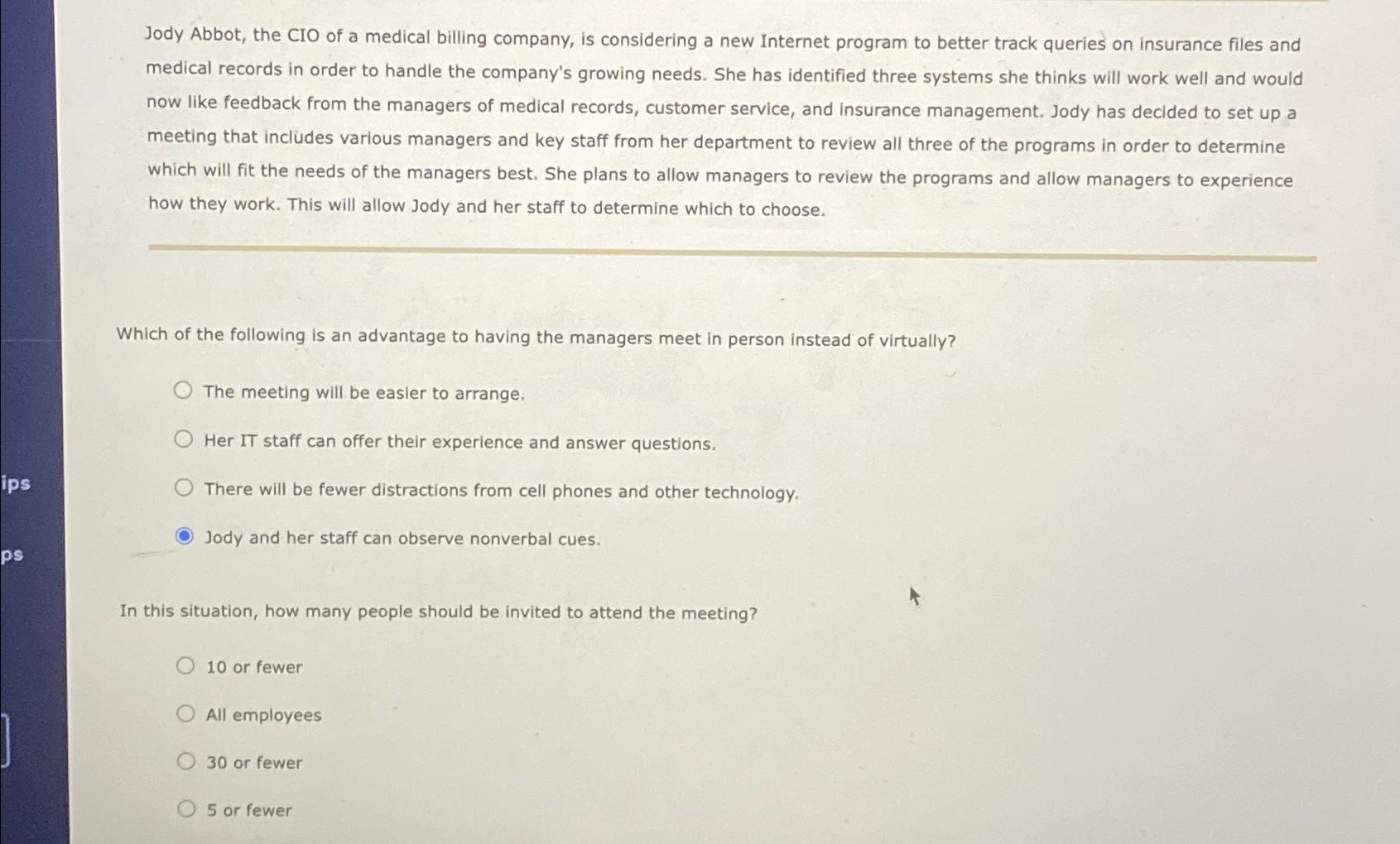Solved Jody Abbot, the CIO of a medical billing company, is | Chegg.com