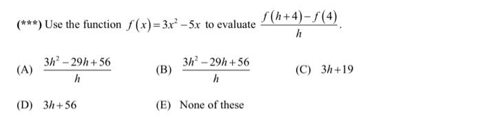 Solved (∗∗∗) Use the function f(x)=3x2−5x to evaluate | Chegg.com