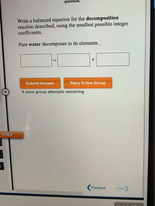 Solved Question Write A Balanced Equation For The
