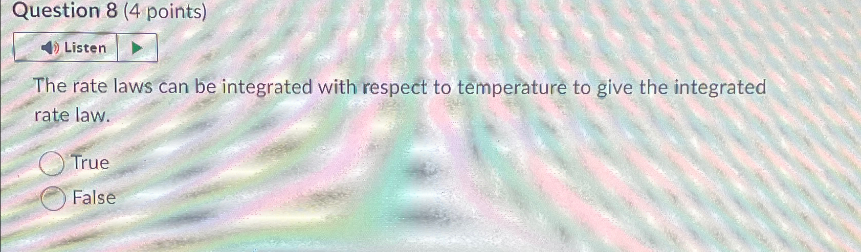 Solved Question 8 (4 ﻿points)ListenThe rate laws can be | Chegg.com