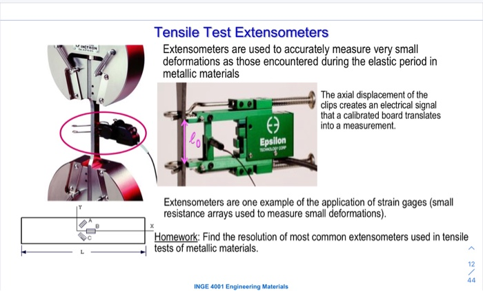 Solved MON Tensile Test Extensometers Extensometers are used | Chegg.com