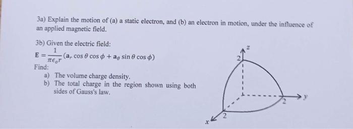 3a) Explain the motion of (a) a static electron, and | Chegg.com