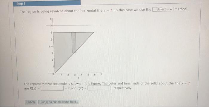 Solved Step 1 The region is being revolved about the | Chegg.com