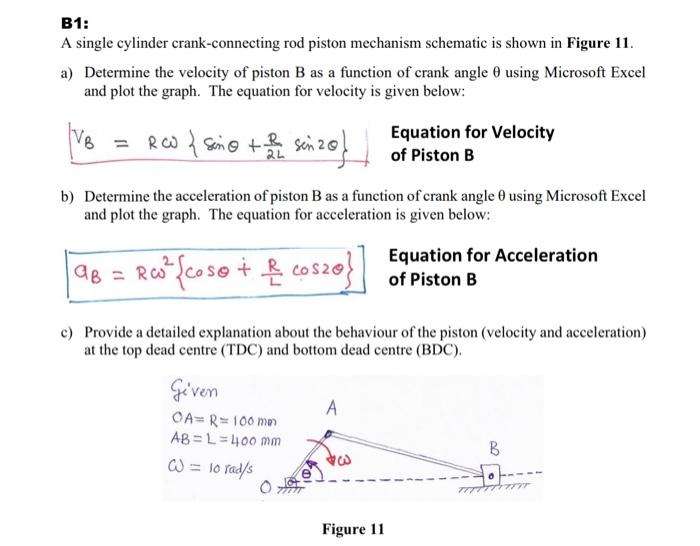 B1: A single cylinder crank-connecting rod piston | Chegg.com