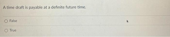 Solved A time draft is payable at a definite future time. O | Chegg.com