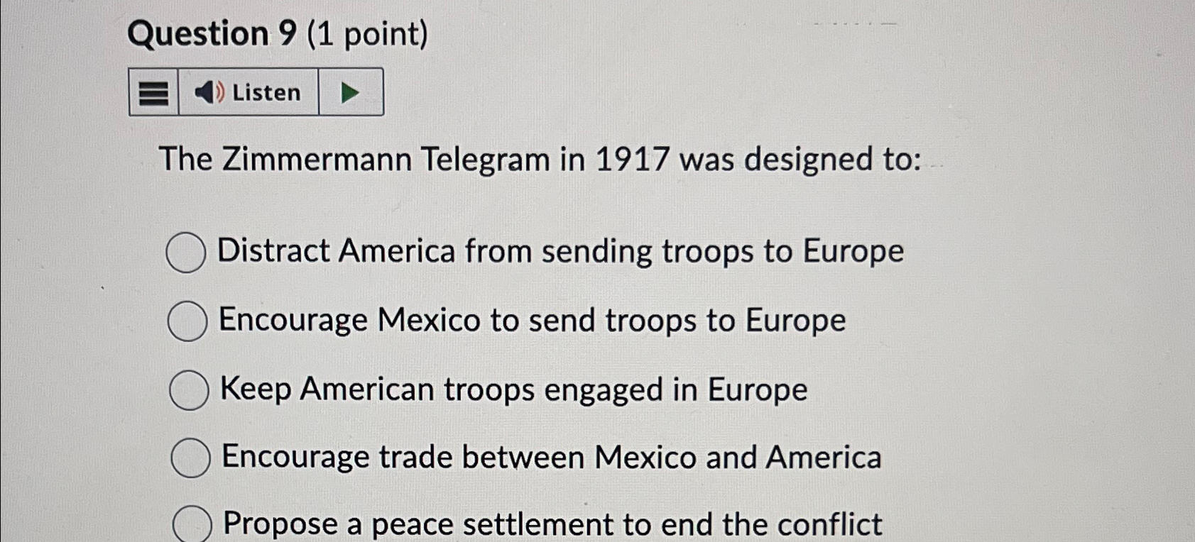 Solved Question 9 (1 ﻿point) The Zimmermann Telegram in 1917 | Chegg.com