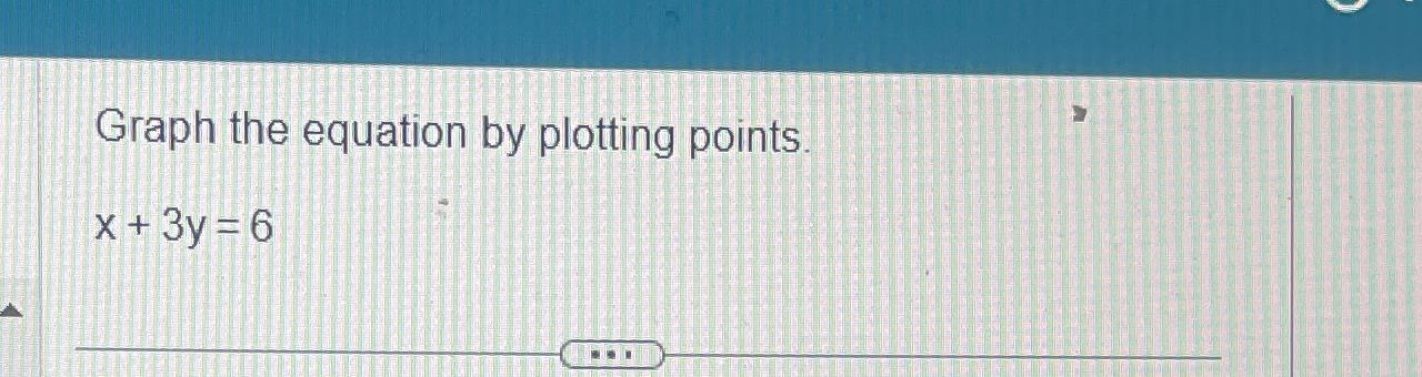 Solved Graph the equation by plotting points.x+3y=6 | Chegg.com