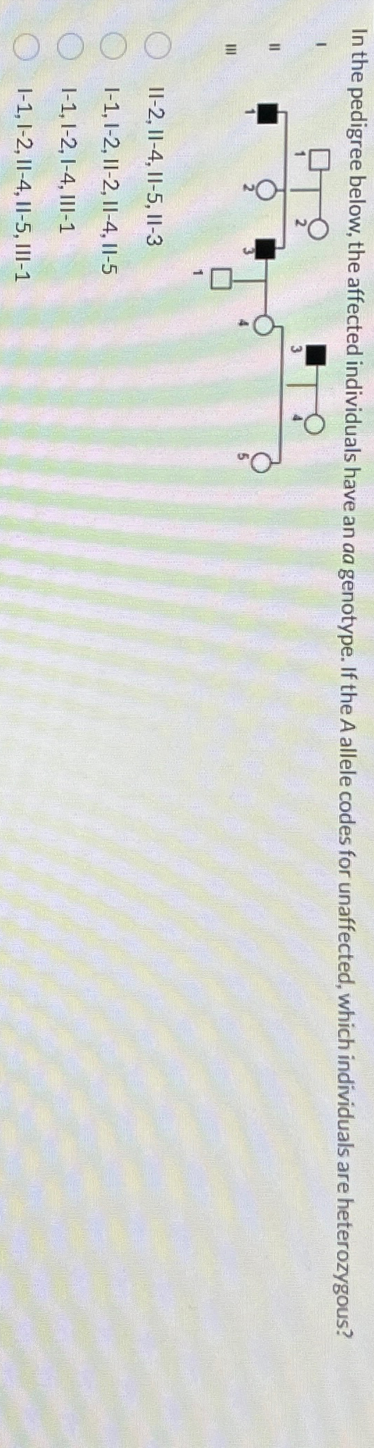 In the pedigree below, the affected individuals have | Chegg.com