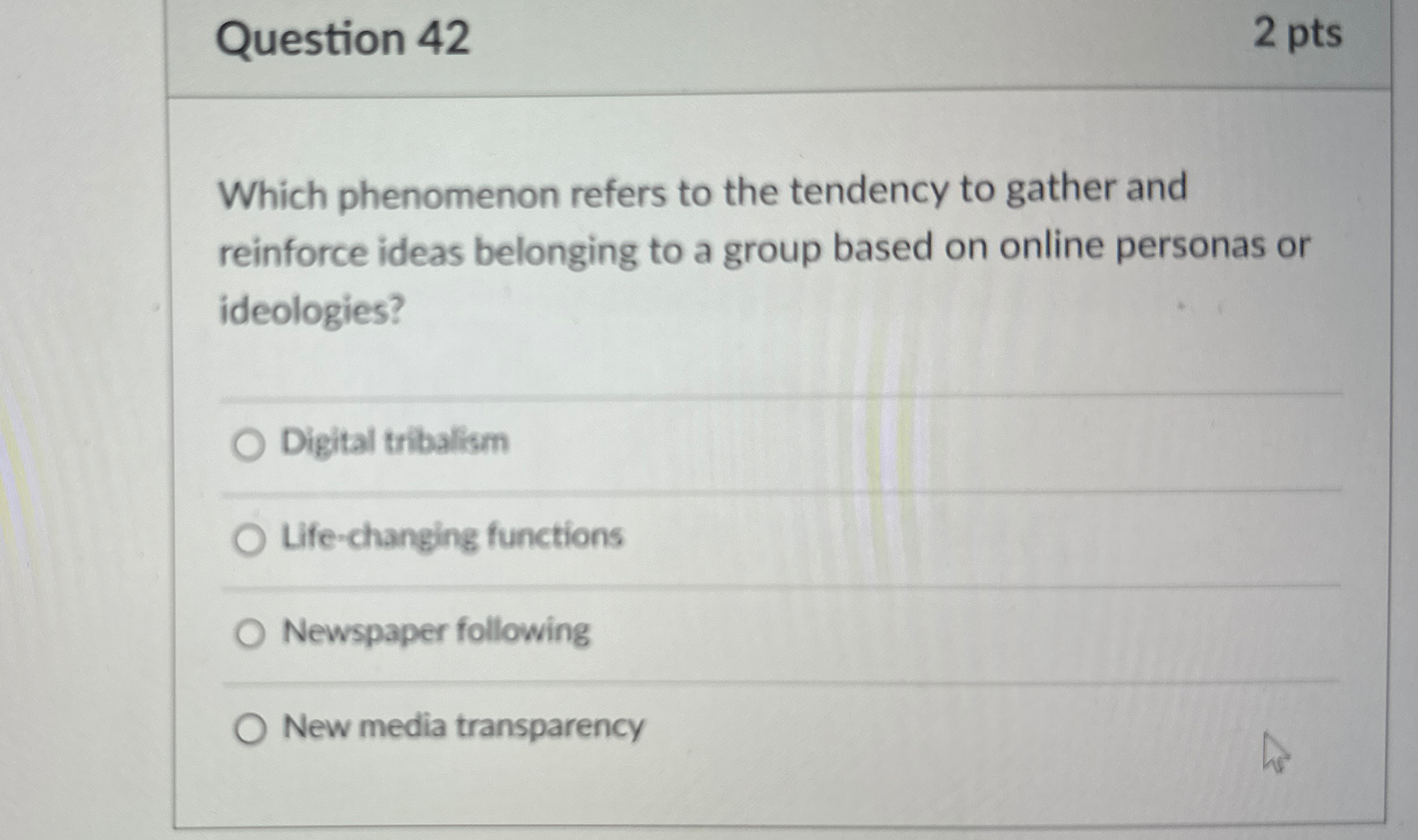 Solved Question 422 ﻿ptsWhich phenomenon refers to the | Chegg.com