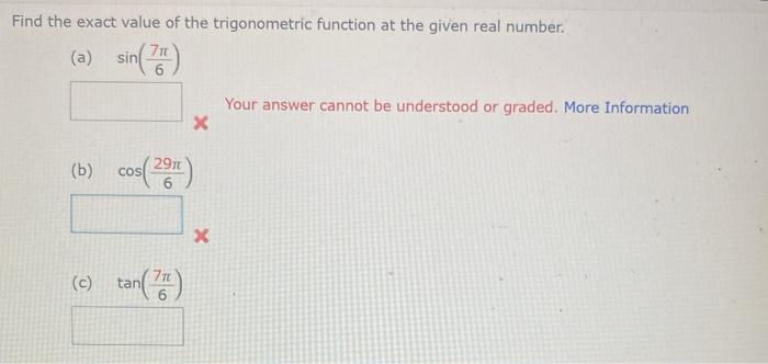 Solved Find the exact value of the trigonometric function at | Chegg.com