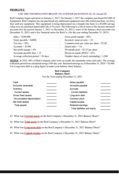 Solved PROBI.FME USE THE INFORMLTION BELOW TO ANSWER | Chegg.com