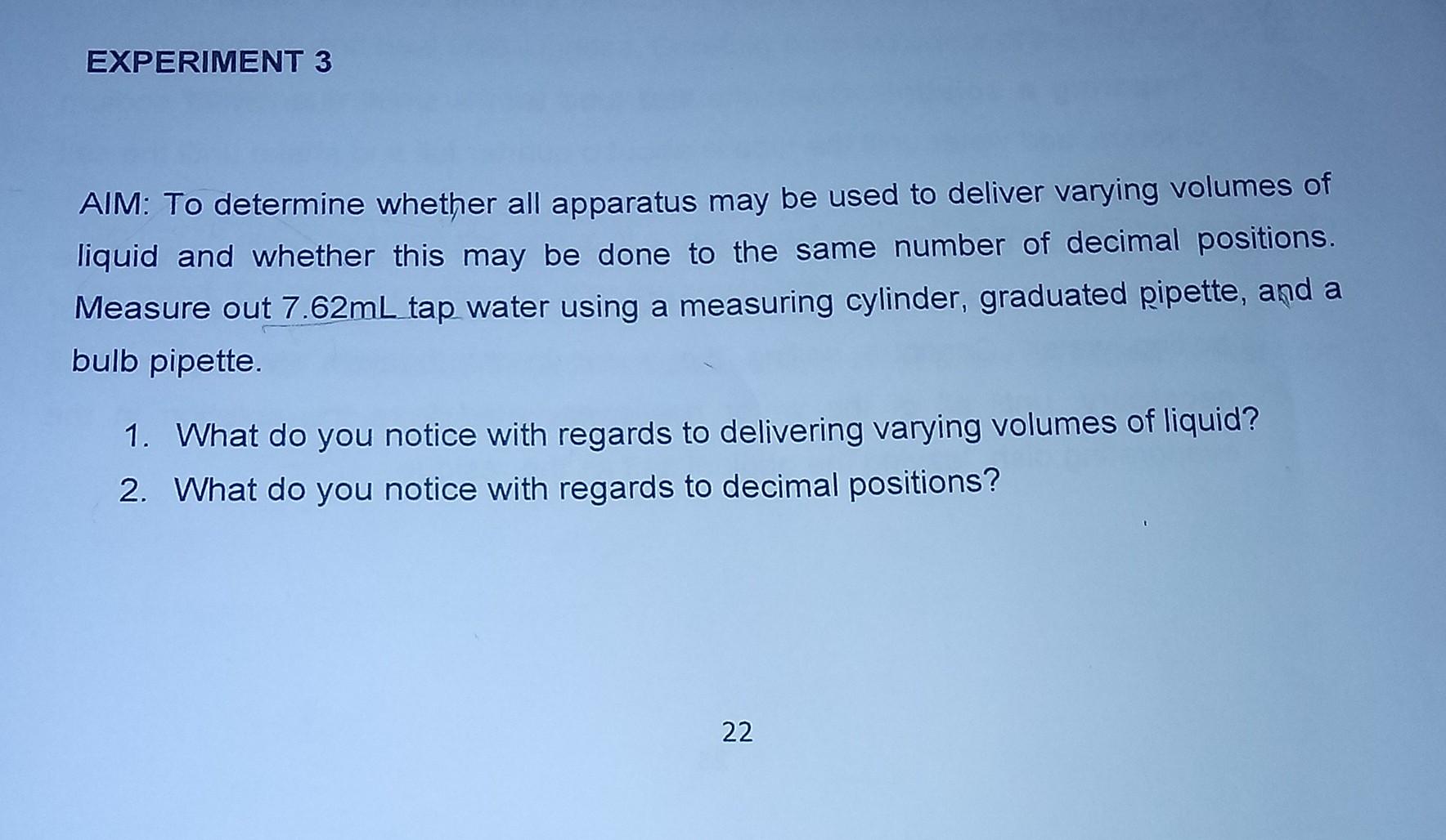 Solved AIM: To determine whether all apparatus may be used | Chegg.com