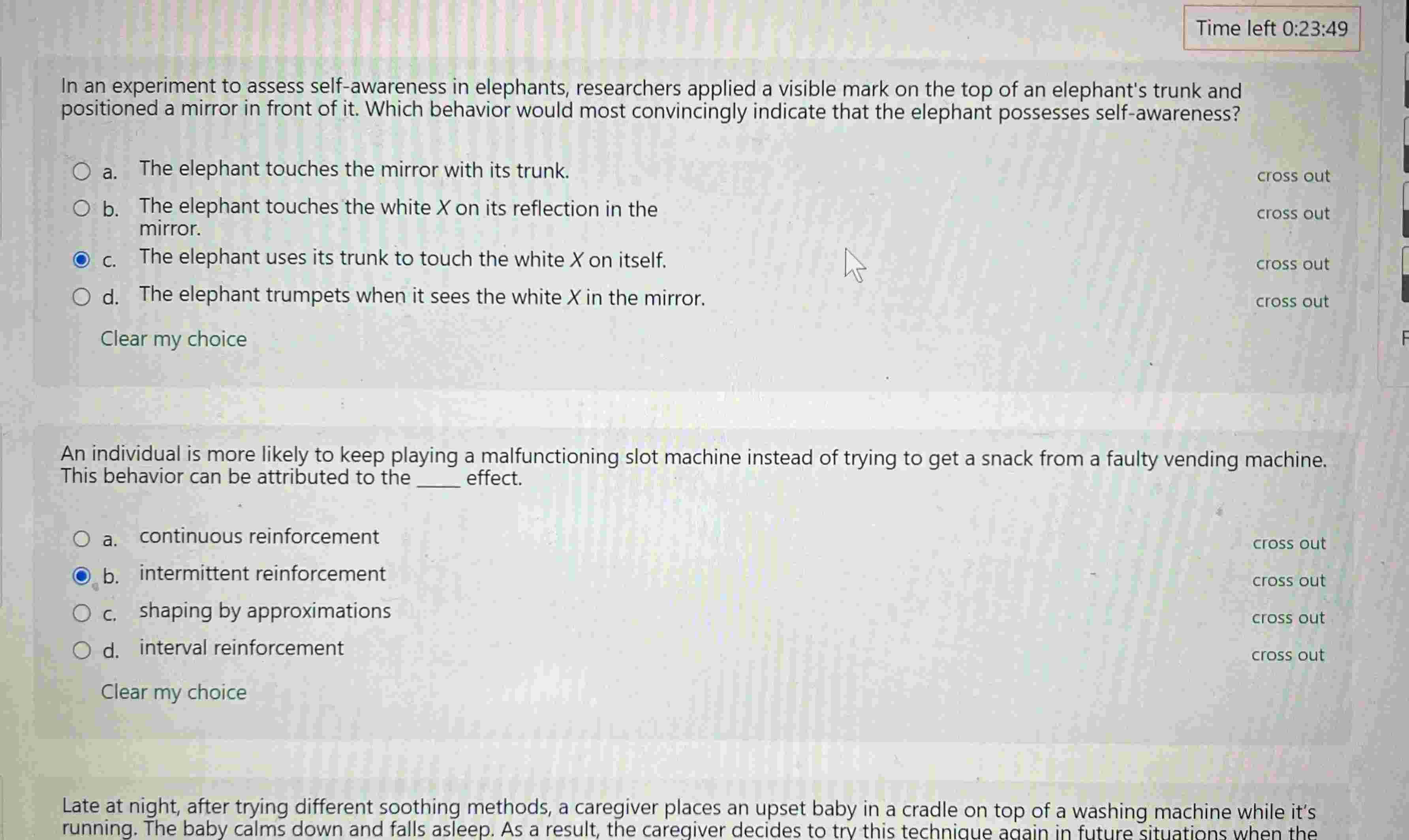 Solved In an experiment to assess self-awareness in | Chegg.com