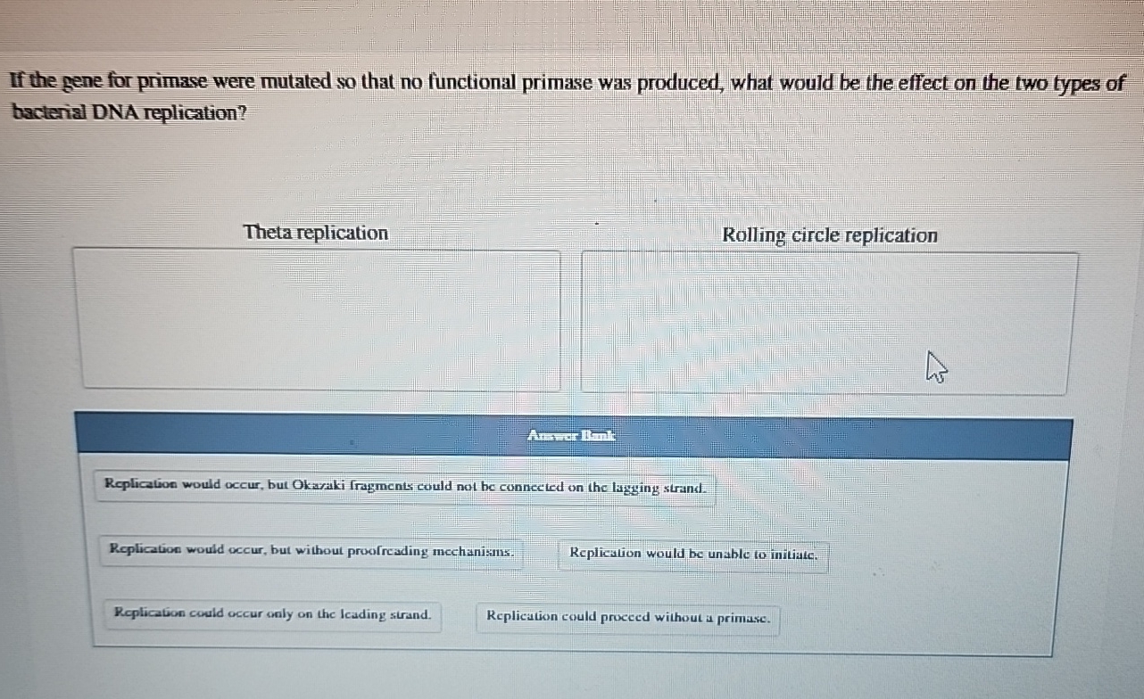 Solved If the gene for primase were mutated so that no | Chegg.com