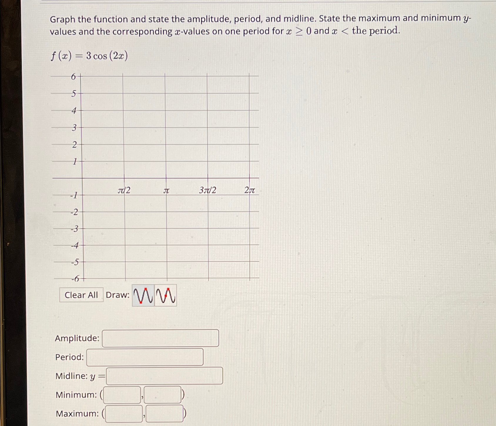 Solved Graph the function and state the amplitude, period, | Chegg.com