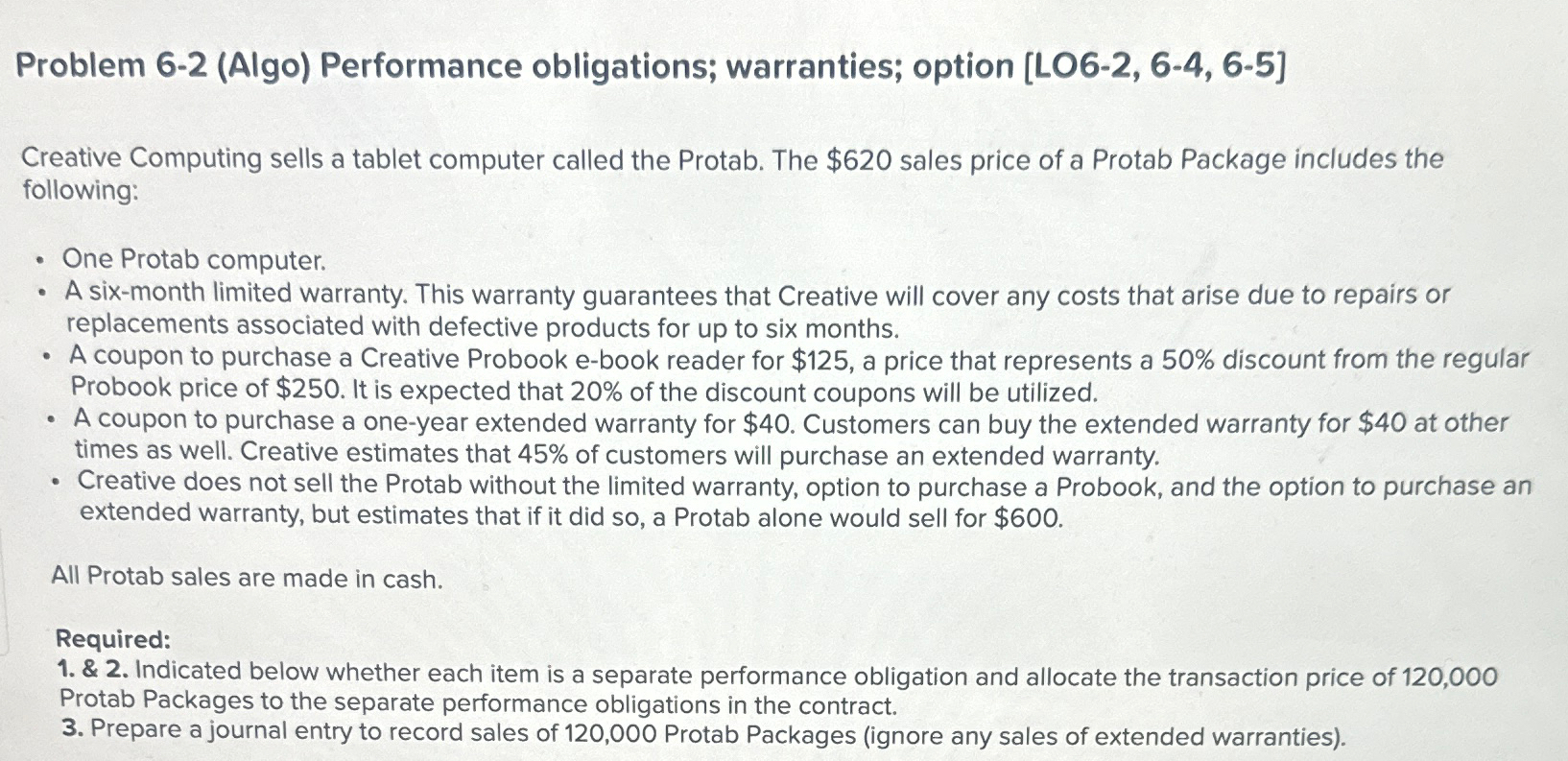 Solved Problem 6-2 (Algo) ﻿Performance obligations; | Chegg.com