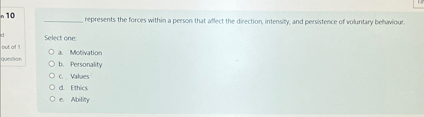 Solved represents the forces within a person that affect the | Chegg.com