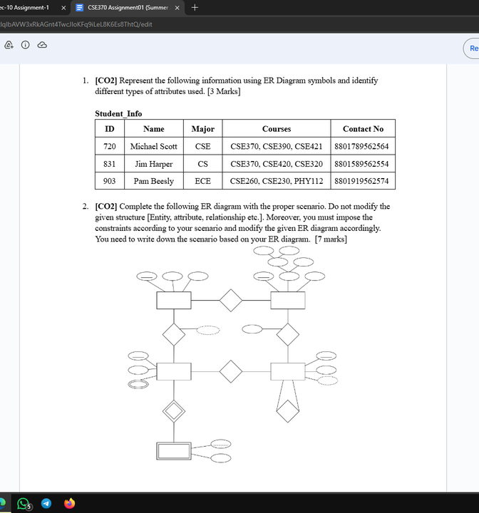 Solved [CO2] ﻿Represent the following information using ER | Chegg.com