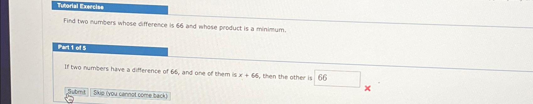 Solved Tutorial ExerclseFind two numbers whose difference is | Chegg.com