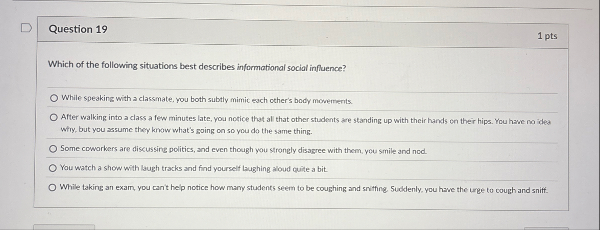 Solved Question 191 ﻿ptsWhich of the following situations | Chegg.com