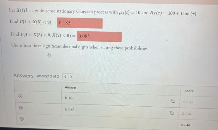 Solved Let X(t) be a wide-sense stationary Gaussian process | Chegg.com