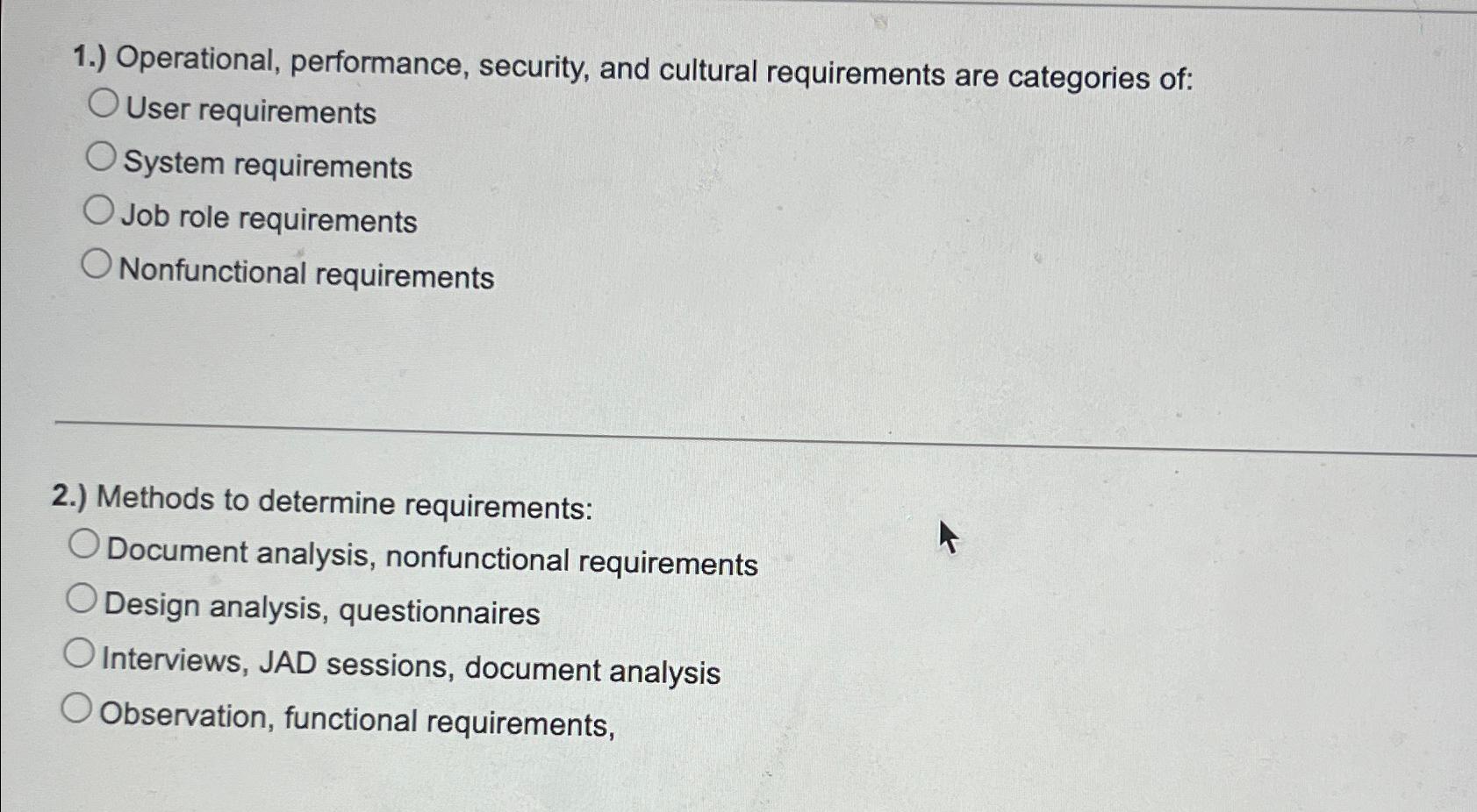 Solved 1.) ﻿Operational, performance, security, and cultural | Chegg.com