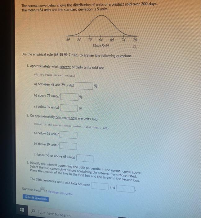 Solved The normal curve below shows the distribution of | Chegg.com