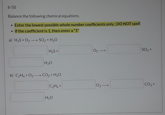 Solved 6-50 Balance the following chemical equations. • | Chegg.com