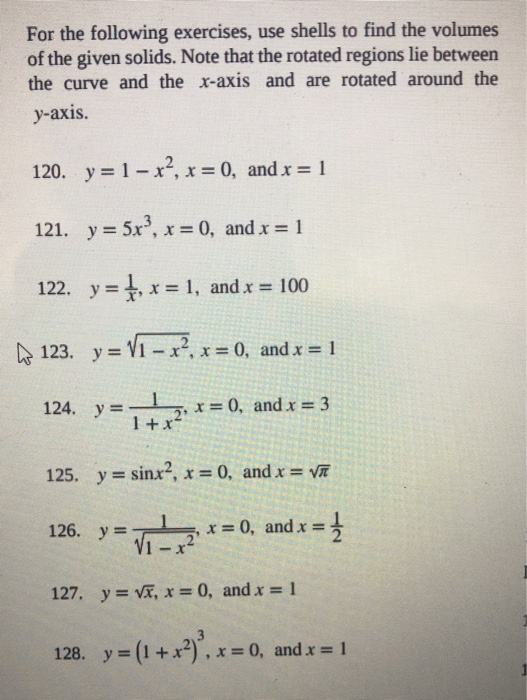 Solved For The Following Exercises Use Shells To Find The