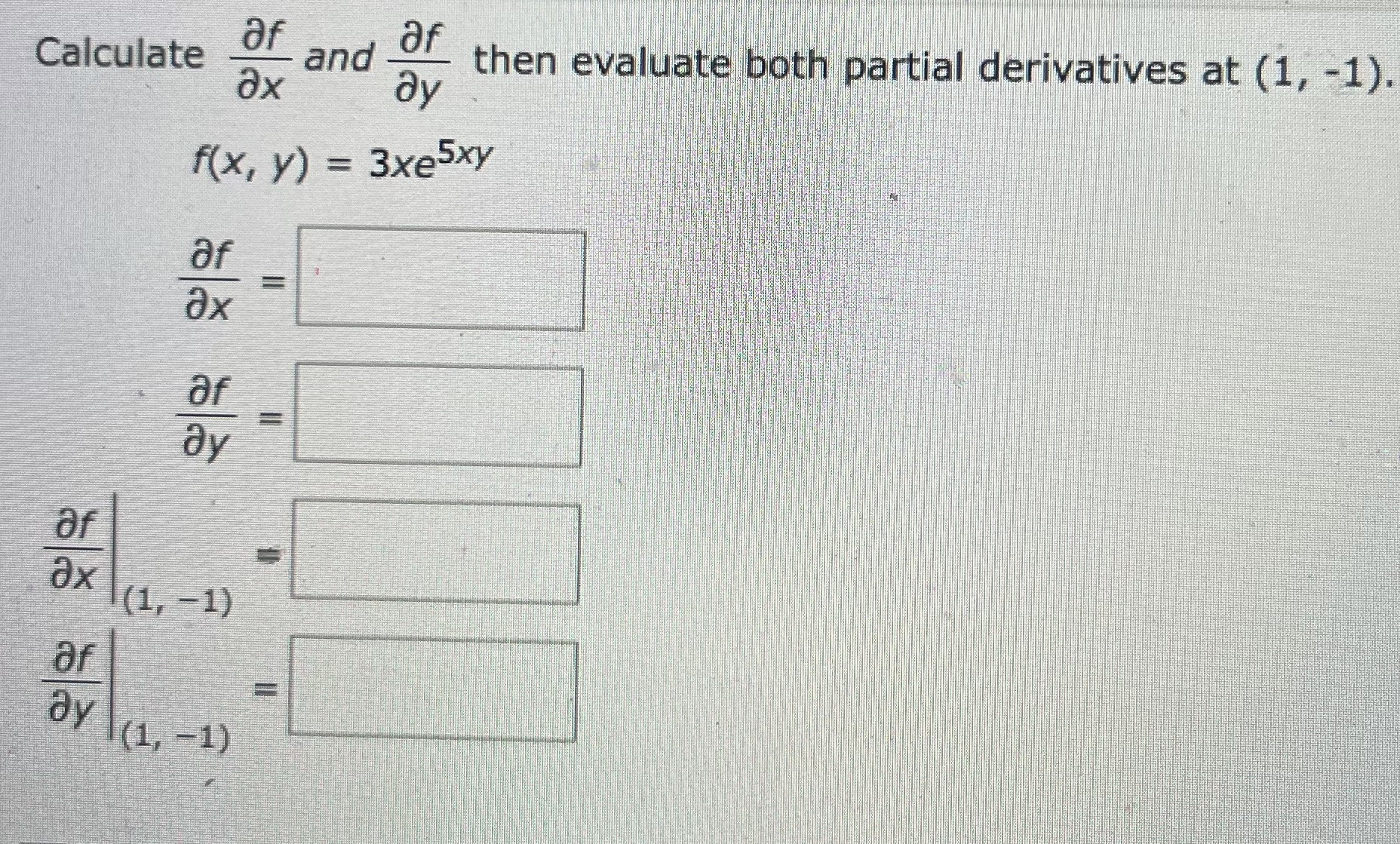 Solved Calculate delfdelx ﻿and delfdely ﻿then evaluate both | Chegg.com